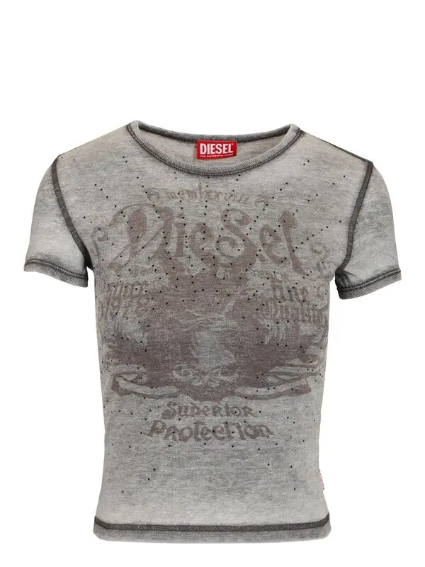 DIESEL® T-uncuties-long-aa3 Cotton Blend T-shirt - Gray