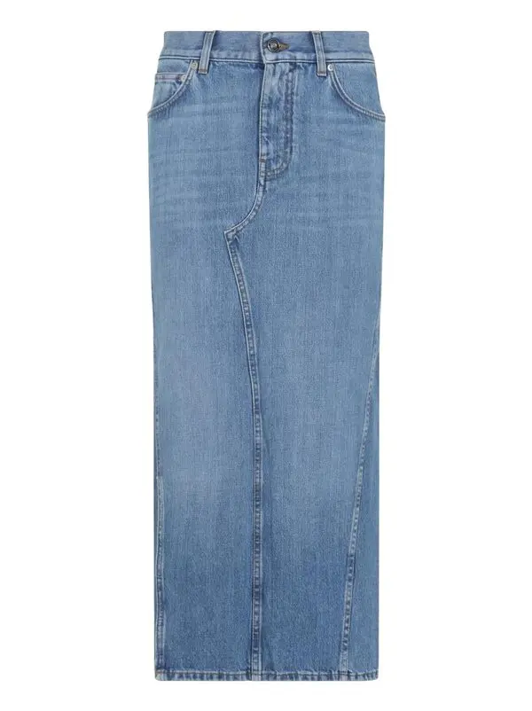 Givenchy Cotton Denim Midi Pencil Skirt - Blue