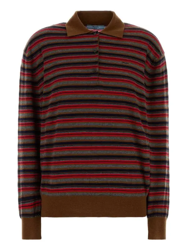 Prada Embroidered Cashmere Polo Shirt - Multicolor