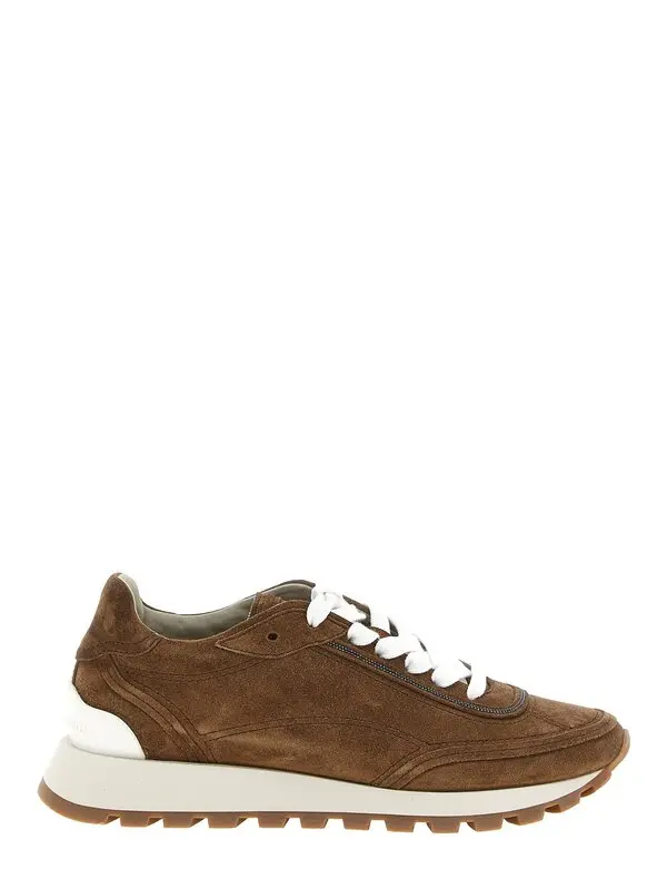 Brunello Cucinelli Suede Monile Sneakers - Brown