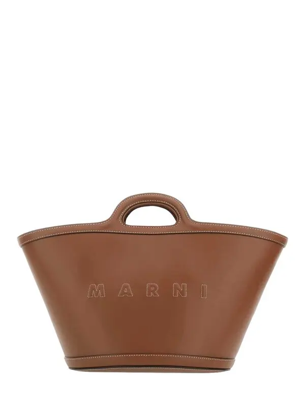 Marni Leather Small Tropicalia Handbag - Brown