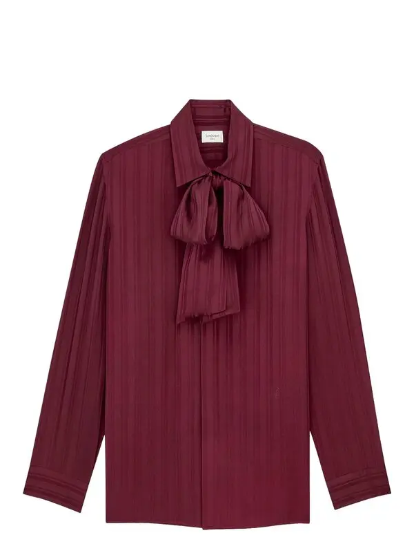 Saint Laurent Cassandre Lavalliere Striped Silk Jacquard Shirt - Multicolor