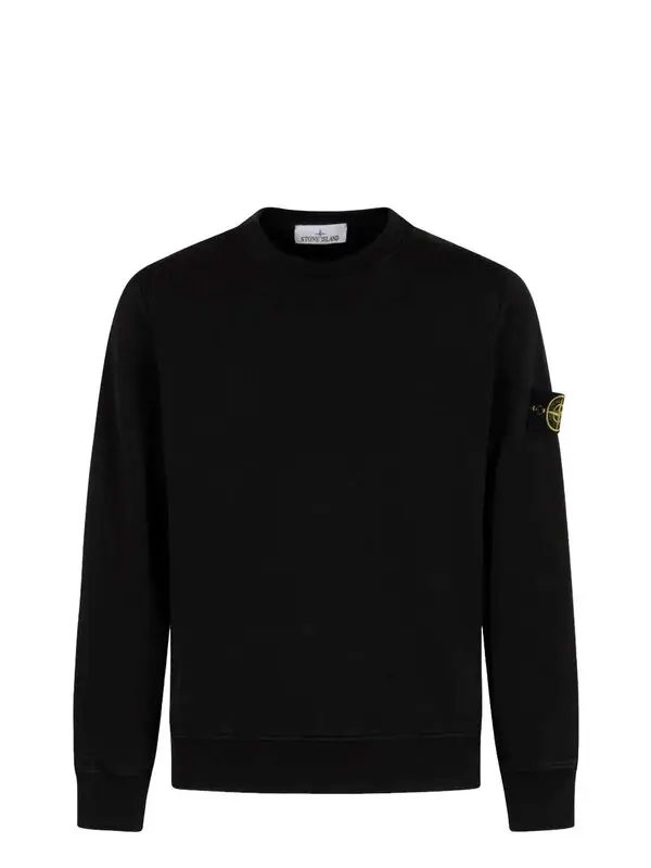 Stone Island Cotton Crew Neck Sweatshirt - Black
