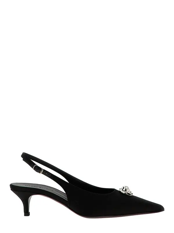 Magda Butrym Rosetta Silk Satin Slingback Pumps - Black