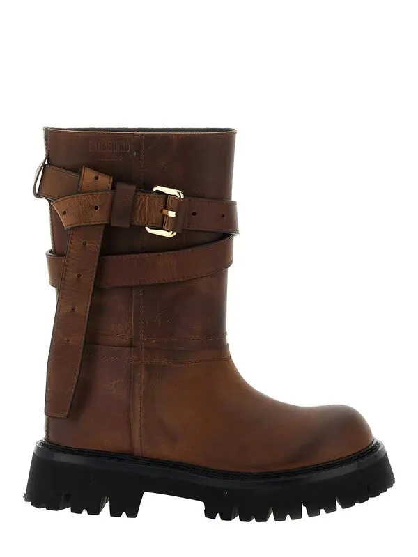 Moschino Leather Boots - Brown