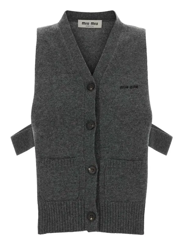 Miu Miu Cashmere Cardigan Vest - Gray