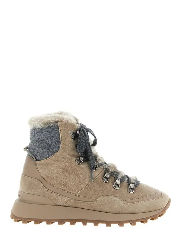 Brunello Cucinelli Lace-up Ankle Boots - Cream