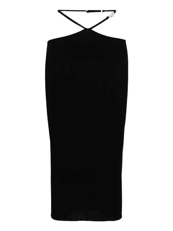Amiri Ribbed Cotton Silk Midi Skirt - Black