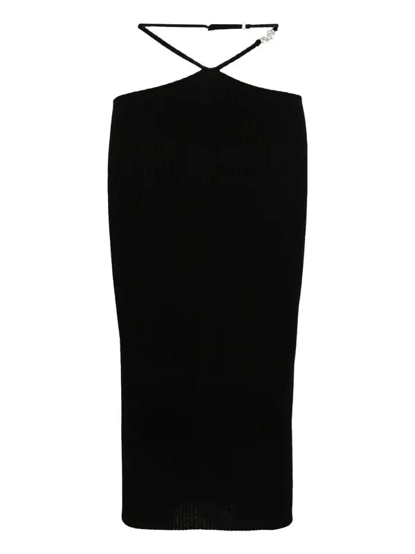 Amiri Ribbed Cotton Silk Midi Skirt - Black