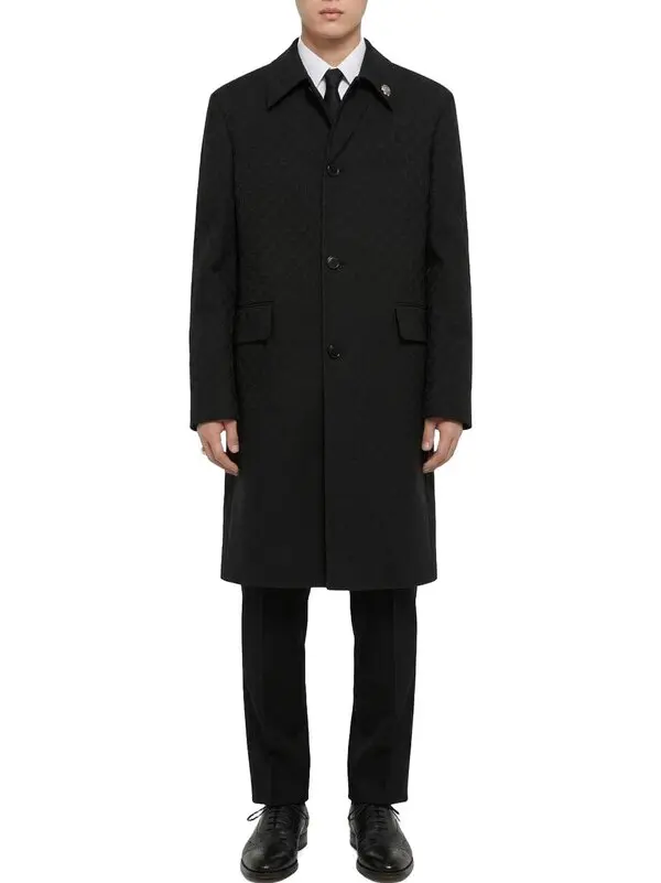 Gucci Single Breasted Polyester Coat - Black