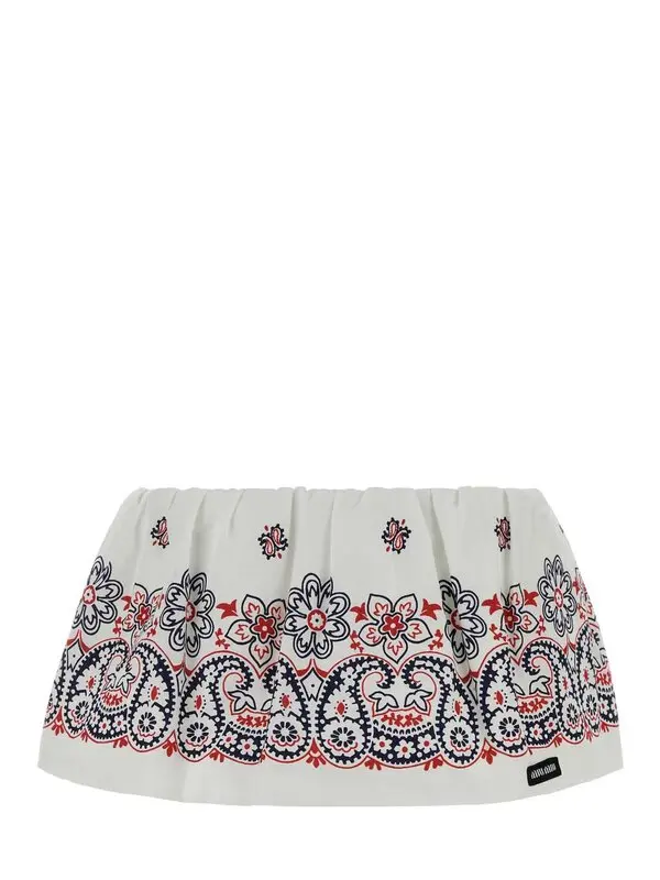Miu Miu Printed Cotton Blend Mini Skirt - Multicolor