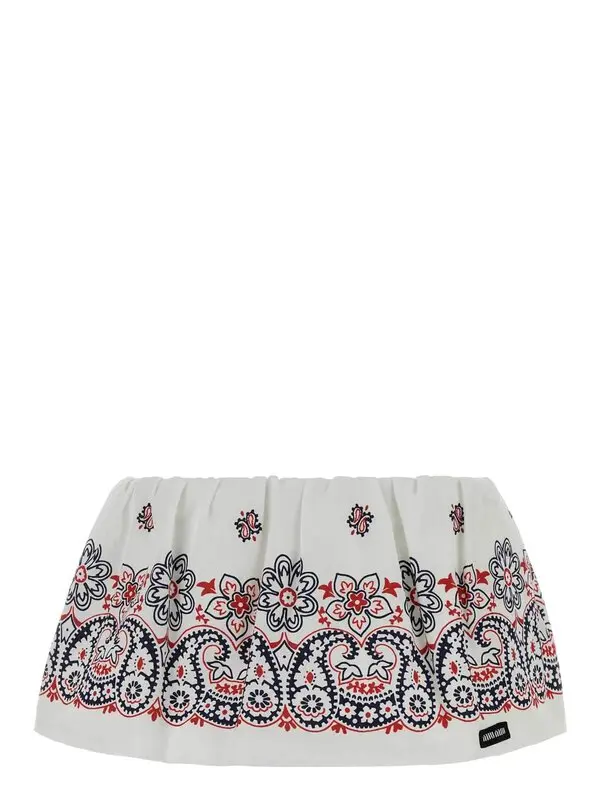Miu Miu Printed Cotton Blend Mini Skirt - Multicolor