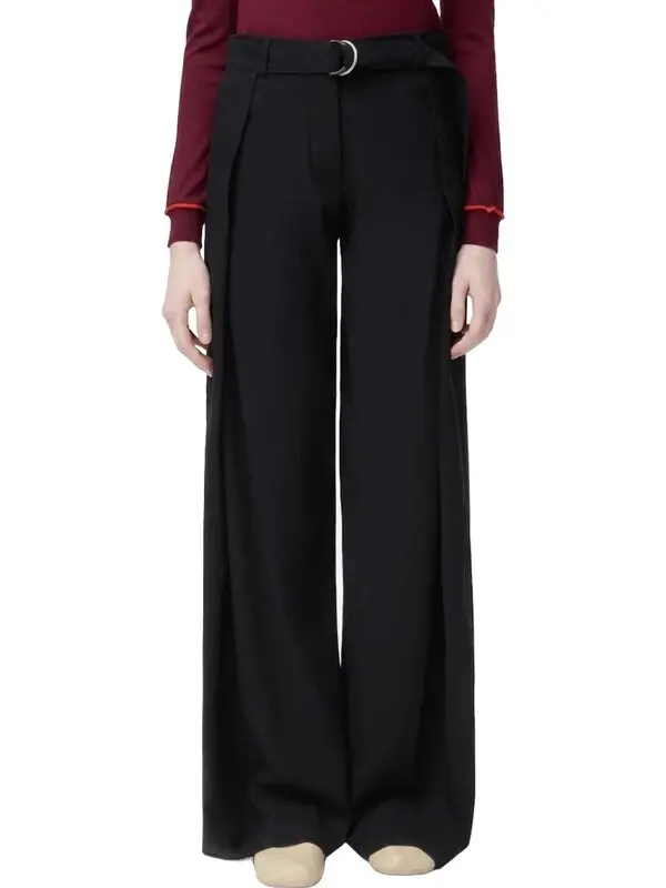 Loewe Wool Wide Leg Trousers - Black
