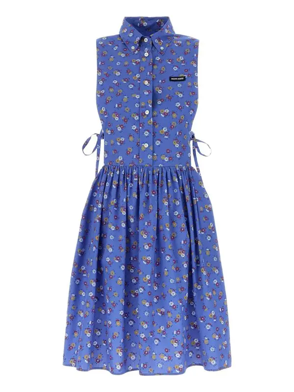 Miu Miu Printed Poplin Shirt Dress - Multicolor