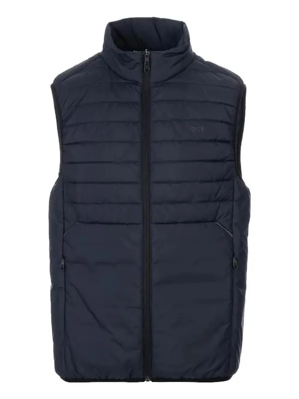 BOSS Quilted High Neck Zip Up Vest - Blue
