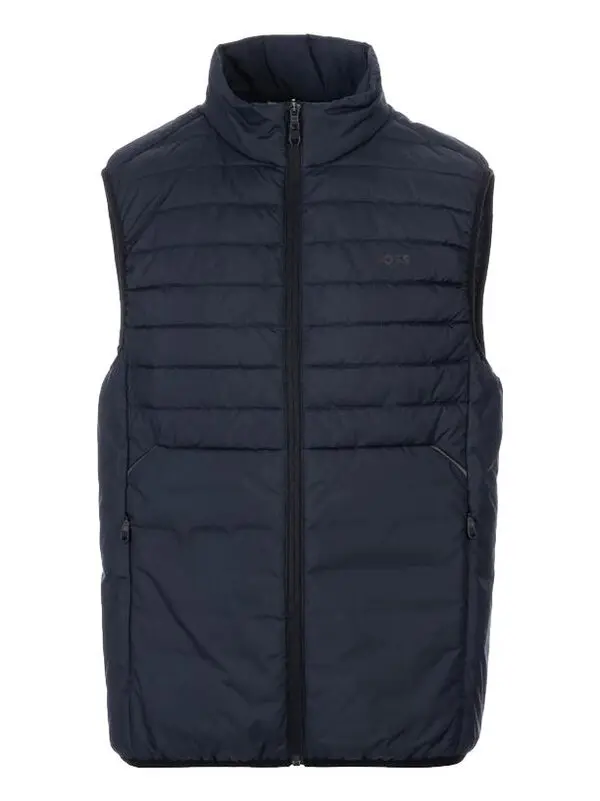BOSS Quilted High Neck Vest - Blue