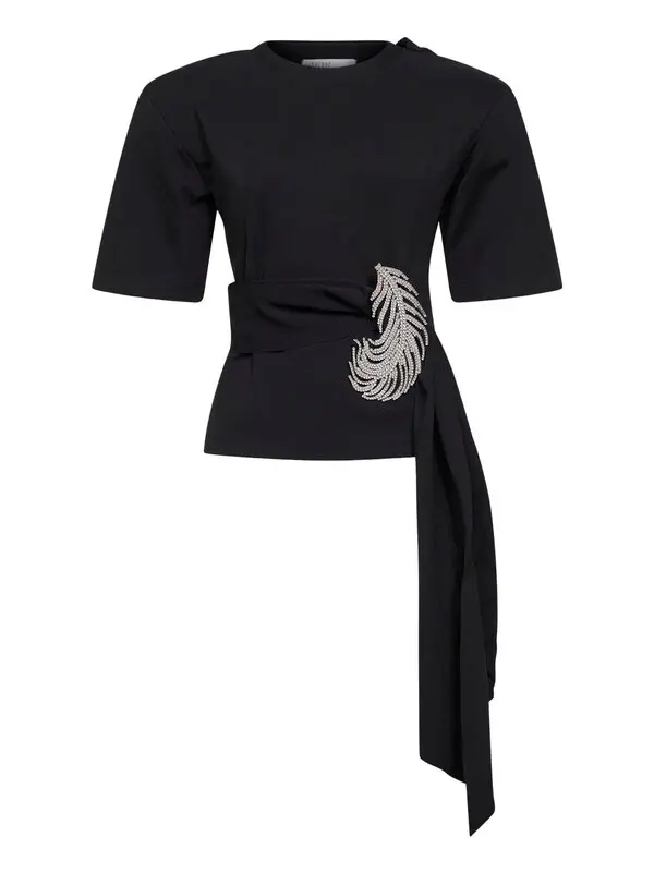 Giuseppe Di Morabito Stretch Jersey T-shirt With Crystal Feather - Multicolor