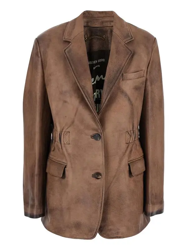 GOLDEN GOOSE Single-breasted Leather Jacket - Multicolor