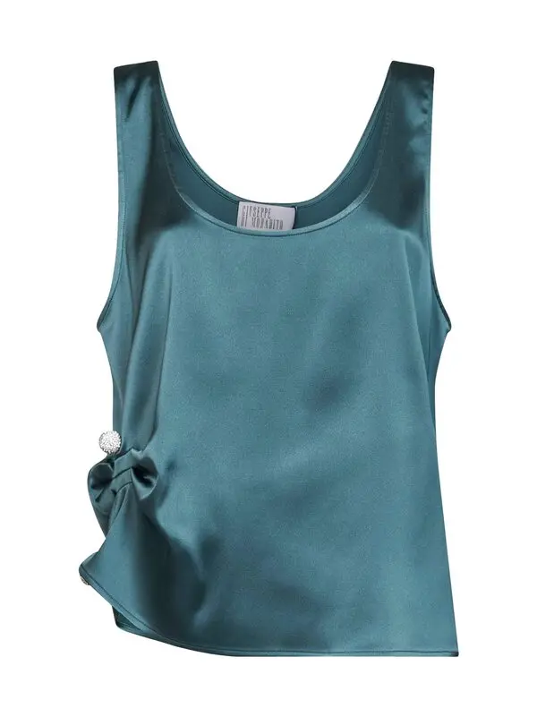 Giuseppe Di Morabito Oil Green Satin Draped Top - Multicolor