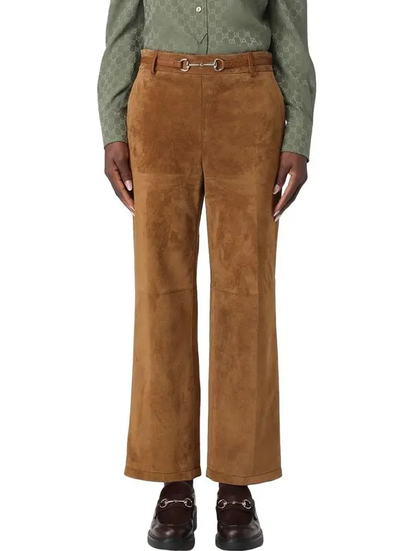 Gucci Calfskin Leather Pants - Brown
