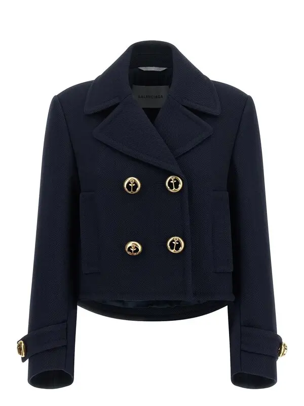 Balenciaga Wool Caban Coat - Blue