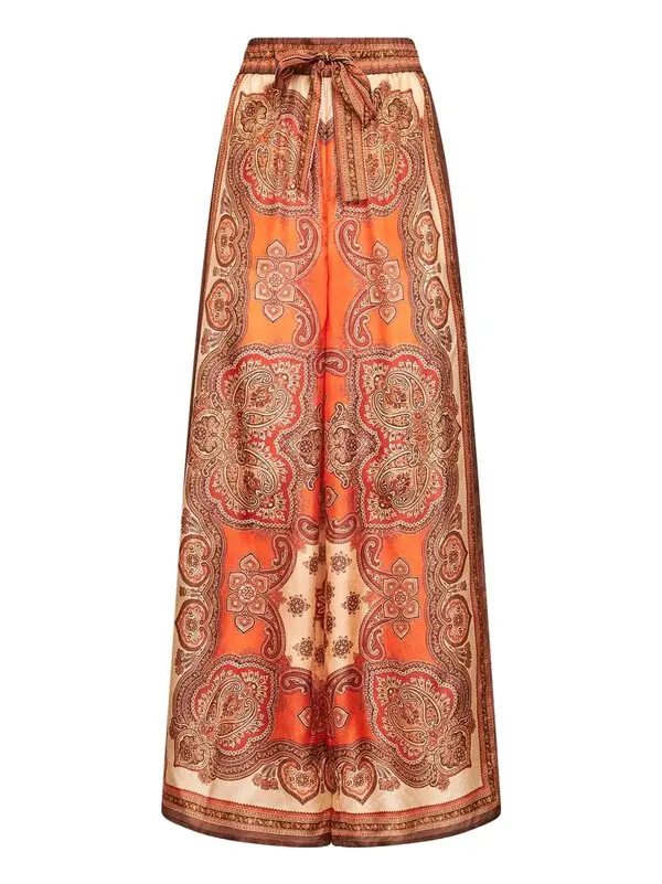 Zimmermann Tangerine Paisley-print Silk Habotai Mahon Relaxed Trousers - Multicolor