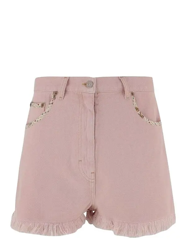 Valentino Garavani Denim Shorts With Frayed Edges - Multicolor