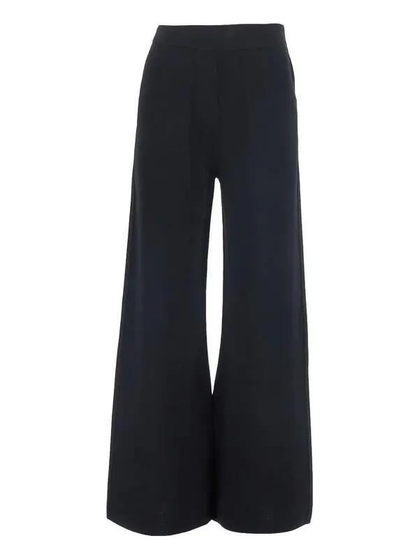Max Mara Faida' Black Pants With Wide Leg And Elasticated Waist In Blend Viscose For - Multicolor