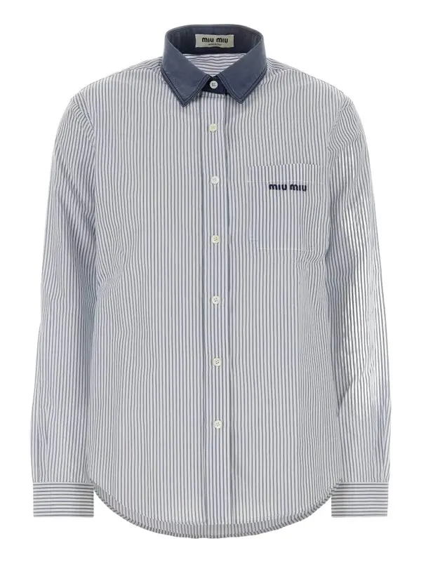 Miu Miu Embroidered Poplin Shirt - Multicolor