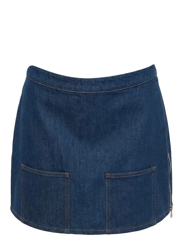 Fendi Cotton Reverse Denim Skirt - Blue
