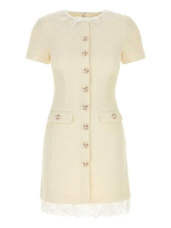 SELF-PORTRAIT Boucle Mini Dress - White