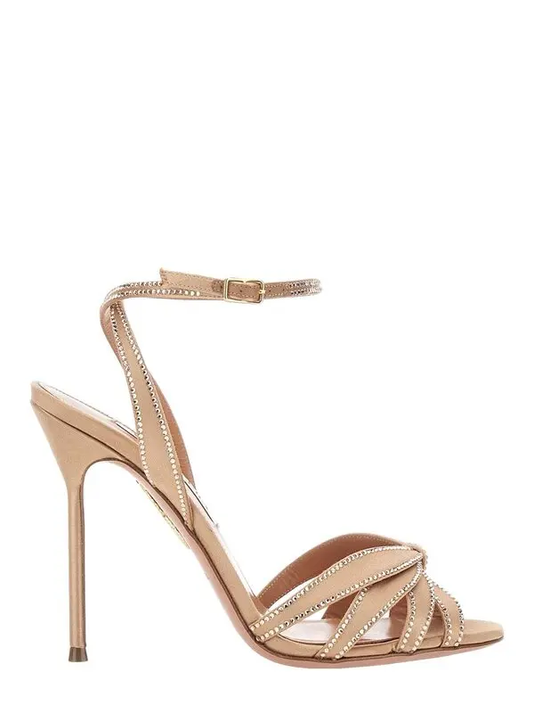 AQUAZZURA Soulmate Suede Crystal Sandals - Multicolor