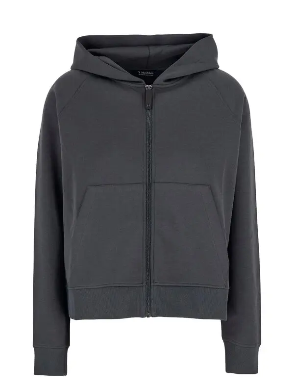 Max Mara Marea Cotton Blend Hooded Sweatshirt - Gray
