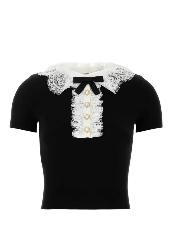 SELF-PORTRAIT Wool Top - Black