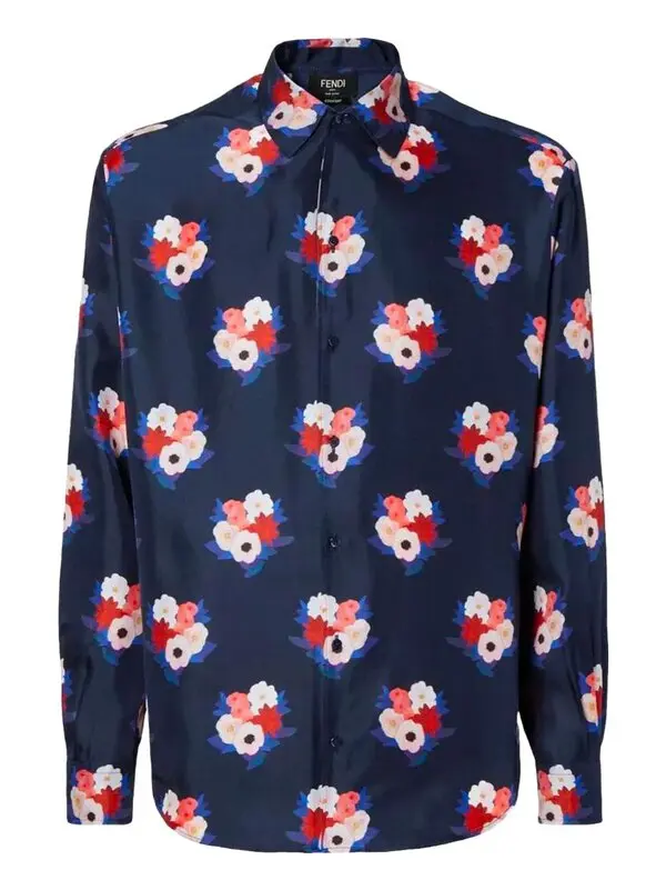 Fendi Shirt Over Silk Bou - Blue