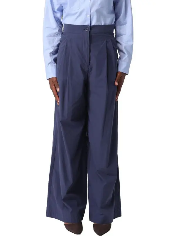 Max Mara Cotton Palazzo Trousers - Blue
