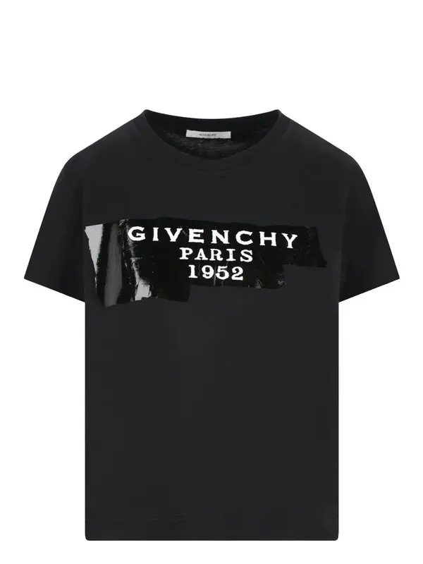 Givenchy Cotton T-shirt With Tape Print - Black