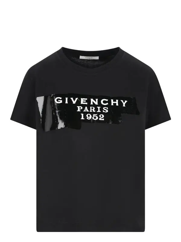 Givenchy Cotton T-shirt With Tape Print - Black