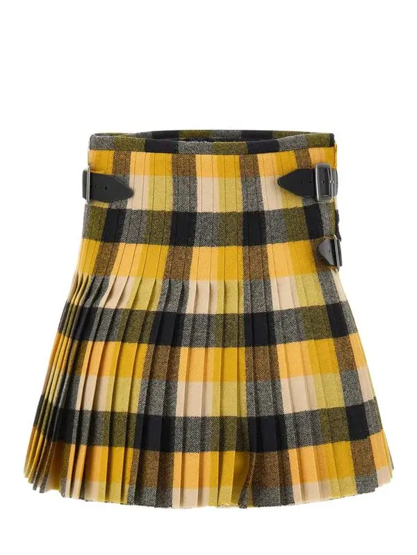 VIVIENNE WESTWOOD Pixel-check Wool Pleated Kilt - Yellow