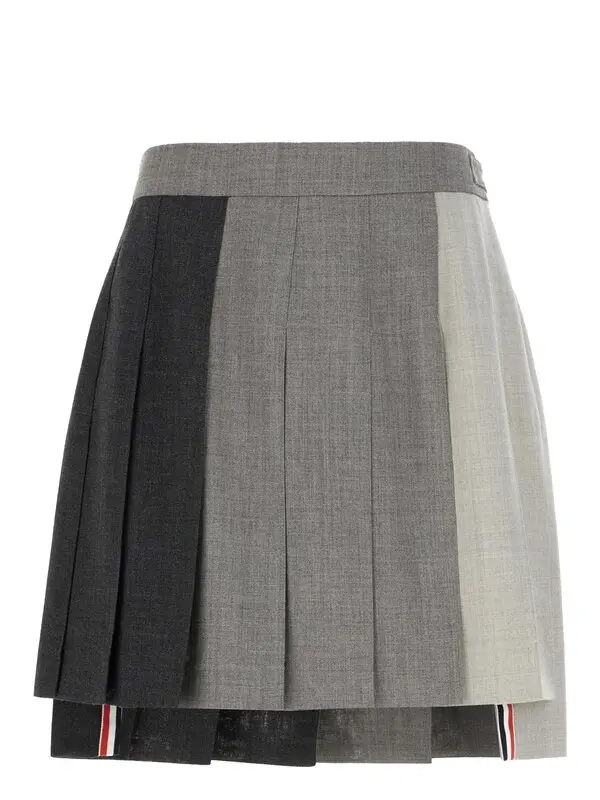 Thom Browne Paneled Pleated Skirt - Multicolor