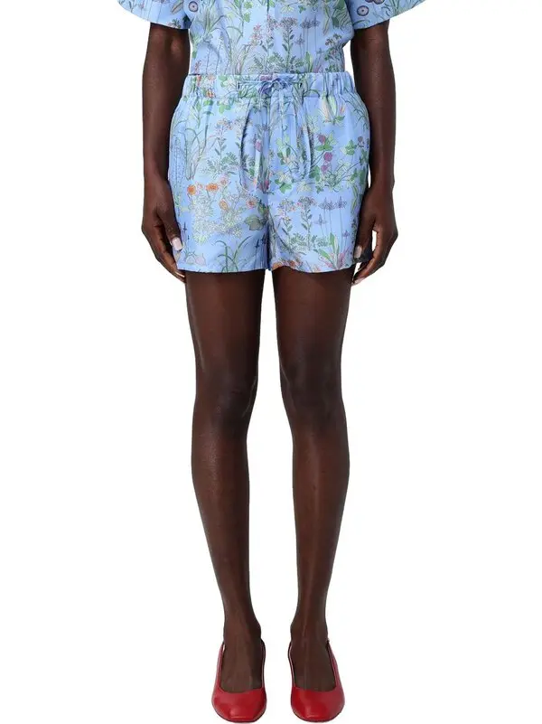 Gucci Silk Floral Print Shorts - Blue