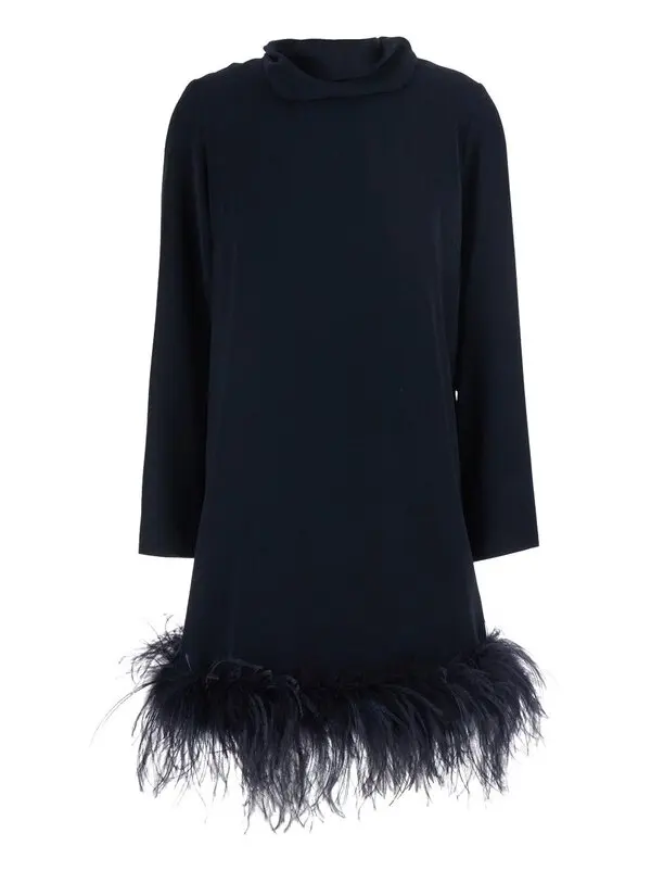 P.a.r.o.s.h High Neck Feather Hem Dress - Multicolor