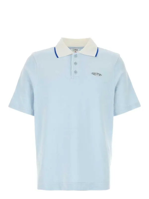 Casablanca Pastel Light Velvet Polo Shirt - Blue