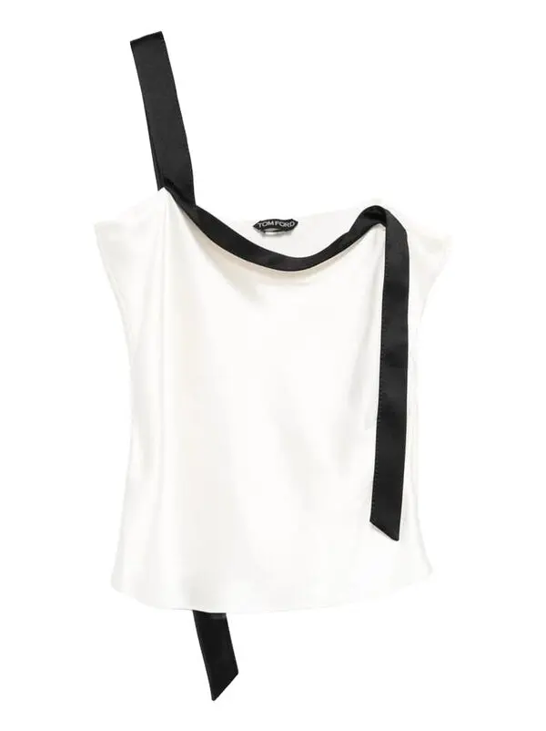 TOM FORD Silk Asymmetric Strap Tank Top - White