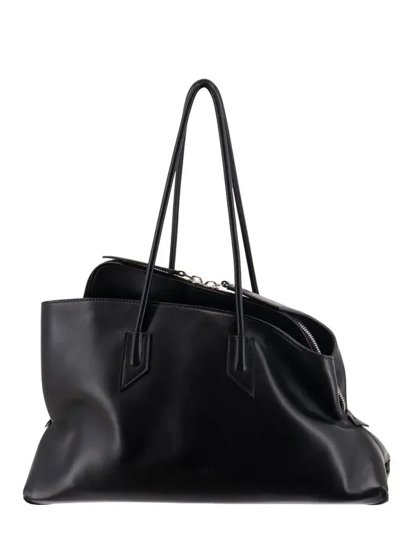 Attico La Passeggiata Medium Leather Shoulder Bag - Black