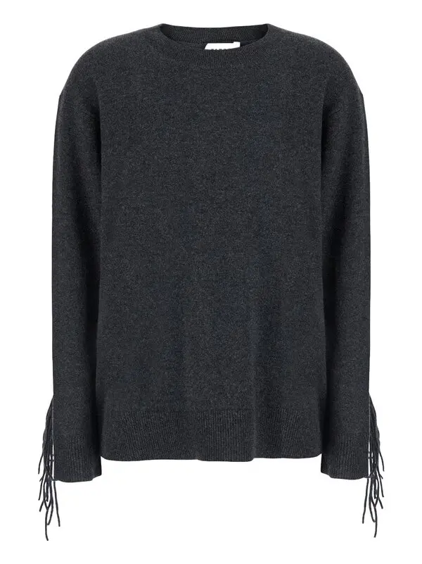 P.a.r.o.s.h Cashmere Sweater With Fringe Details - Gray