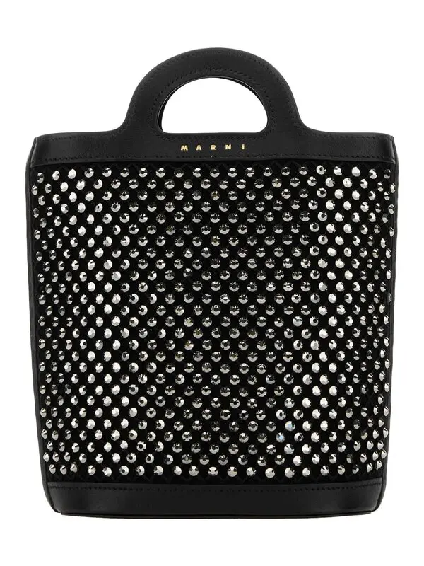 Marni Embellished Mesh Nano Tropicalia Handbag - Black