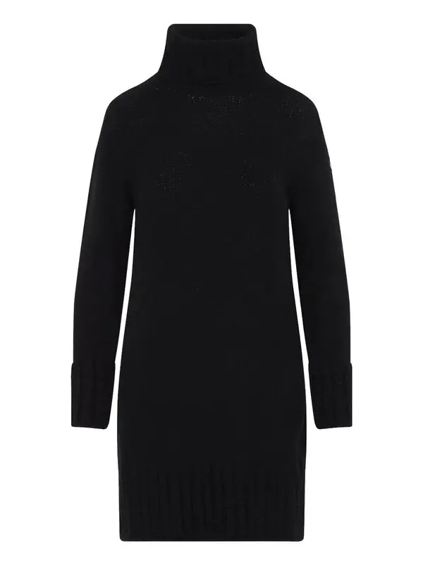 Moncler Abito A Collo Alto In Maglia Di Misto Alpaca - Black