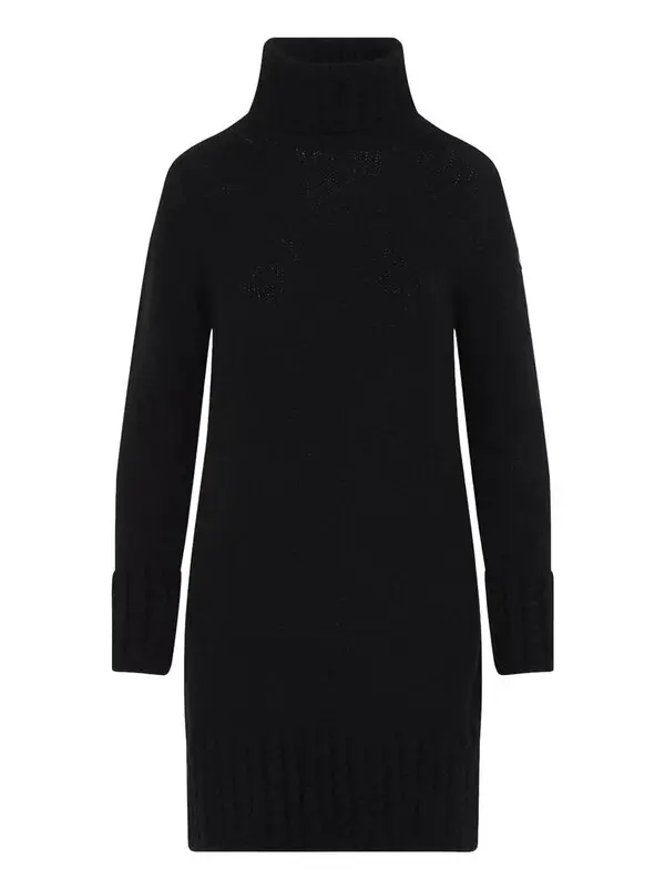 Moncler Alpaca Blend Turtleneck Knit Dress - Black