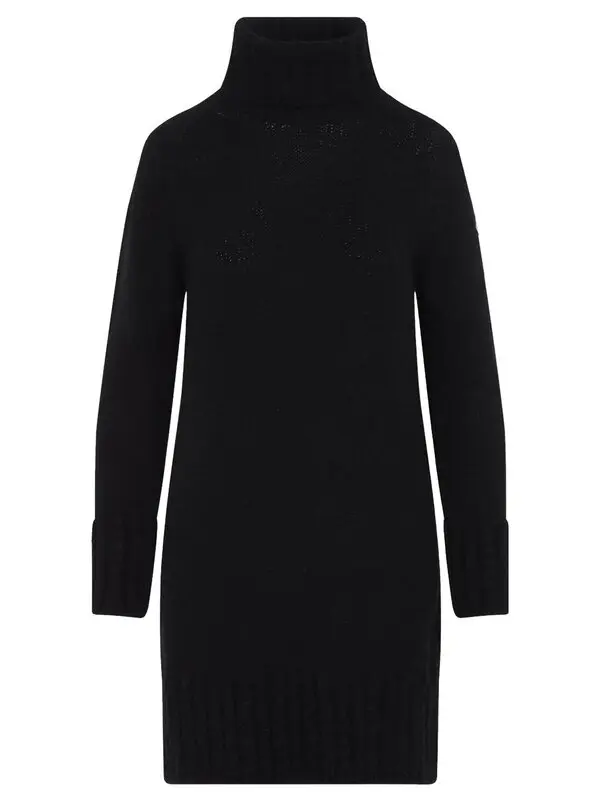 Moncler Alpaca Blend Turtleneck Knit Dress - Black